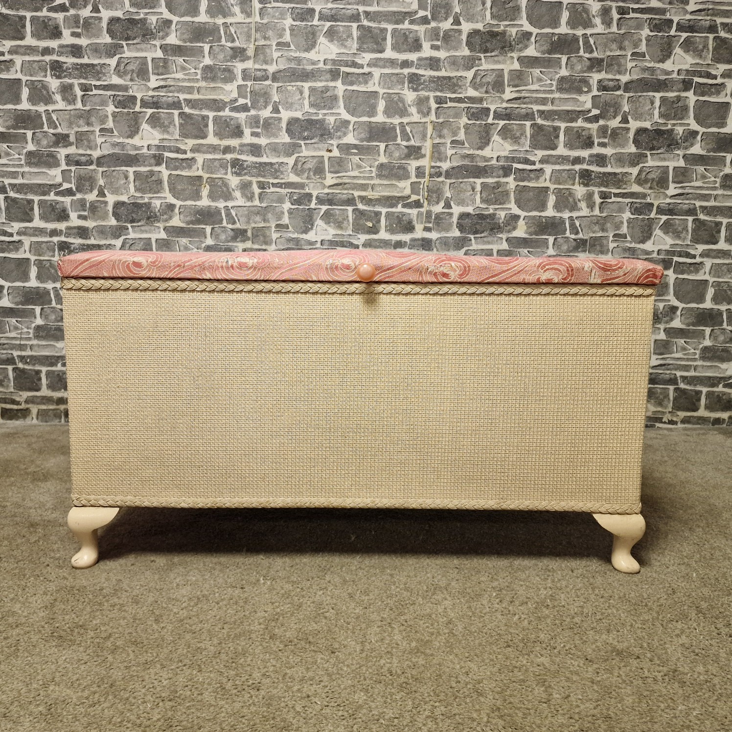 Vintage Wicker Blanket Box with Upholstered Lid - Reloved Furniture